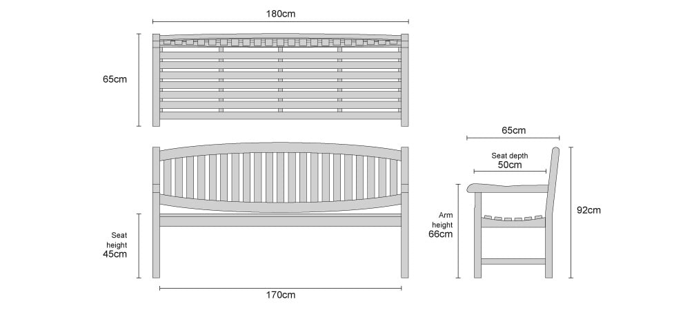 Ascot 4 Seater Teak Garden Bench – 1.8m
